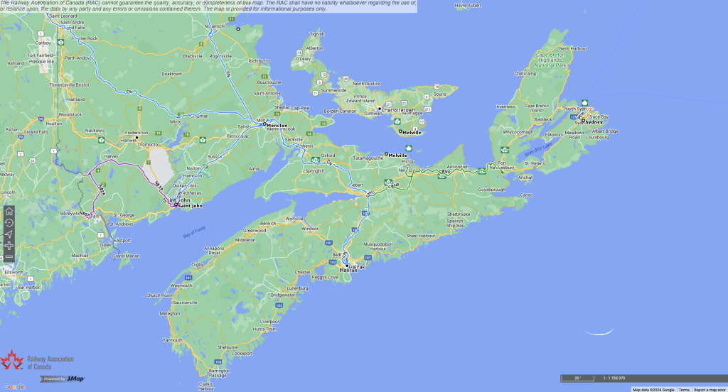Canadian Rail Association rail atlas showing remaining rail lines in ...